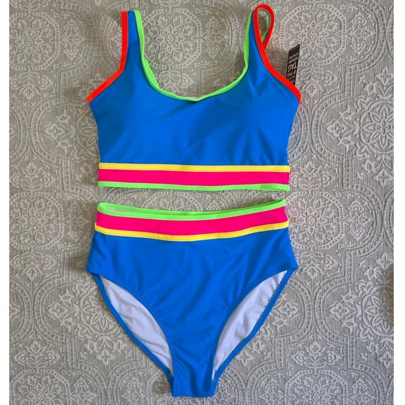 Blooming Jelly | Swim | Blooming Jelly Neon Colorblock Bikini Set Blue ...